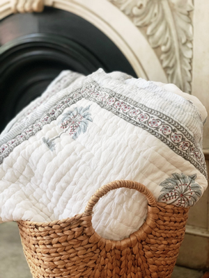 Handmade Floral Quilt Reversible Razai Indian Jaipuri Block Print Quilt ...