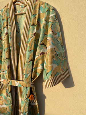 Beige Banana Leaf Kimono