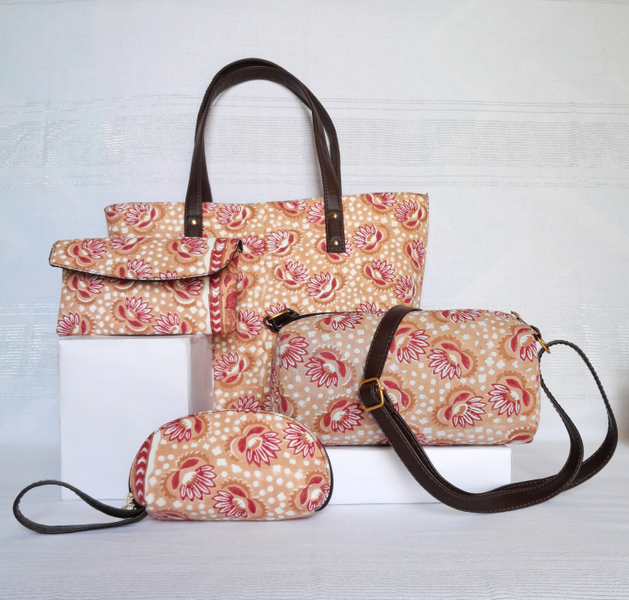 Hand Block Printed Bags. Set of 4