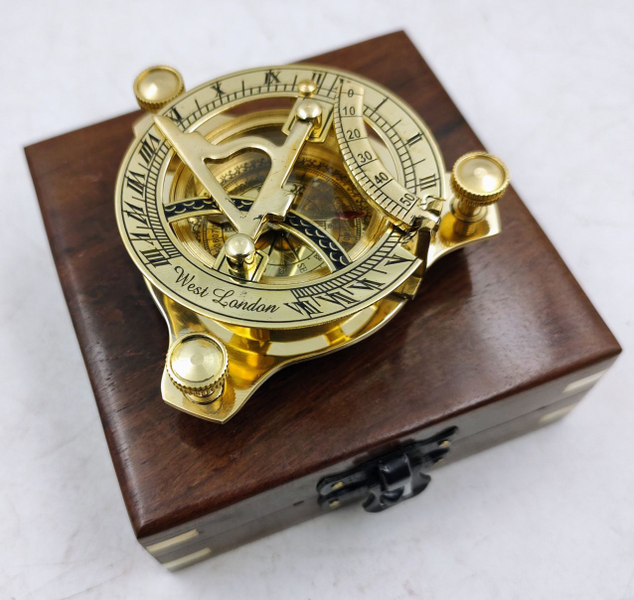 Pilot Gifts Brass Sundial Compass 5.08 Cm Dia Pocket Sundial Compass ...