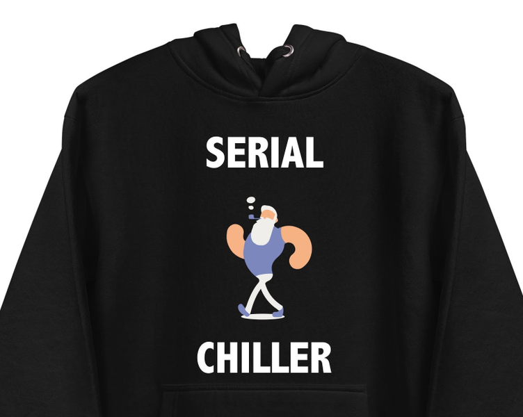 Serial Chiller Black Cotton Pullover Hoodie