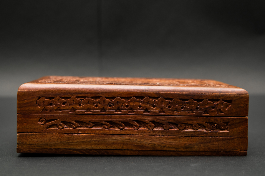 Secret/Trick Wooden Engraved Box for hiding Jewellery (8in x 5in)