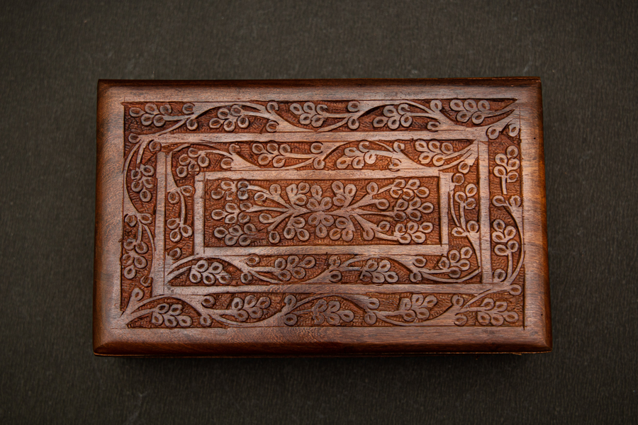 Secret/Trick Wooden Engraved Box for hiding Jewellery (8in x 5in)