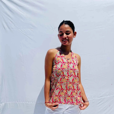 Rani Pink Paisley Halter Neck Top