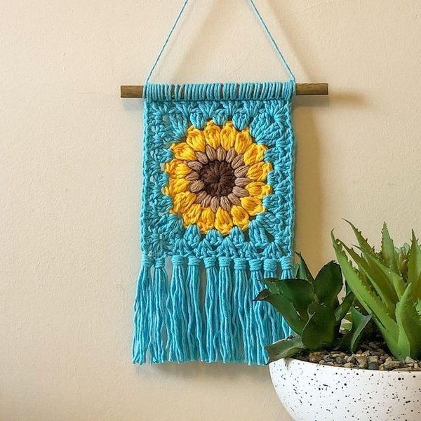 Handmade Crochet Granny Square Wall Decor