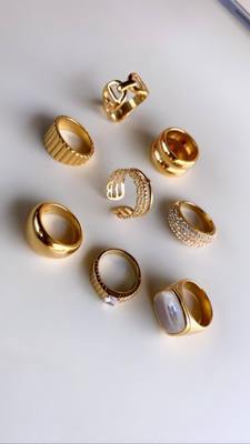 Golden Coffee Bean Link Ring