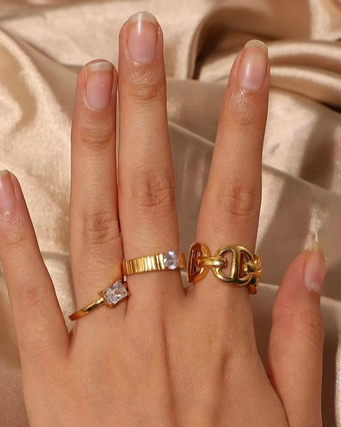 Golden Coffee Bean Link Ring