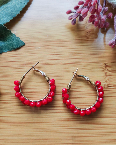 Handmade Red Beaded Loops