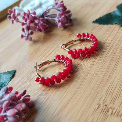 Handmade Red Beaded Loops