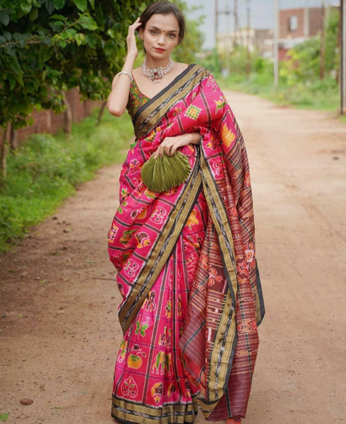 Turquoise Pleated Batua With Beaded Short Handle