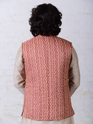 Chevron quilted hunter jacket in brick colour