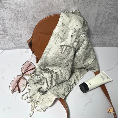 Midnight Black Marble Print Stole