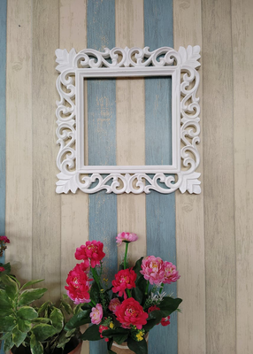 White Square Carving Wall Photo Frame