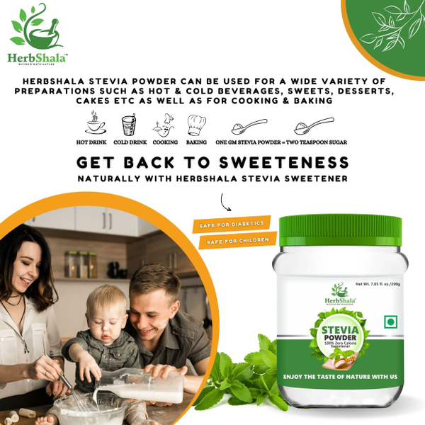 Herbshala Stevia Powder - 200g & Stevia Powder Sachets - 100sachets ...