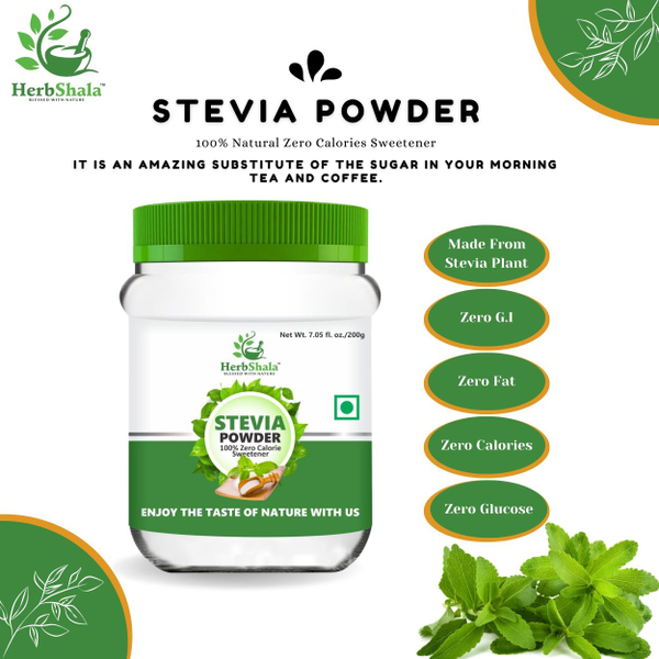 Herbshala Stevia Powder - 200g & Stevia Powder Sachets - 100sachets ...