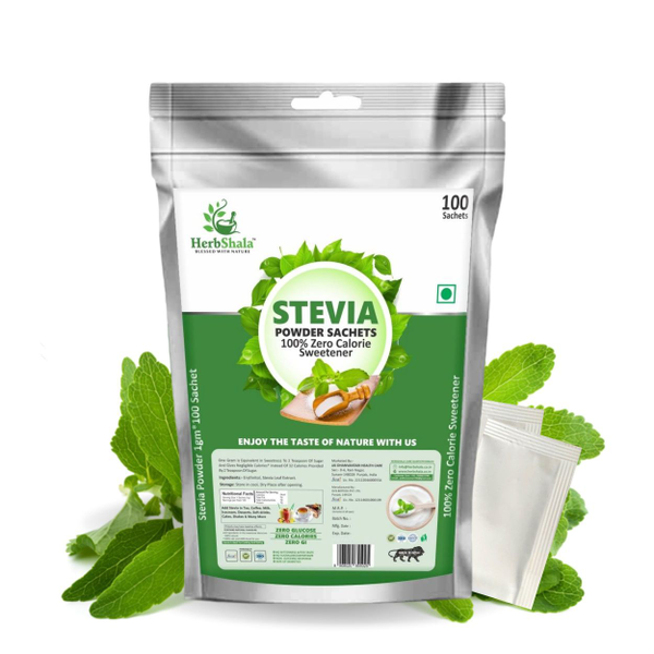 Herbshala Stevia Powder - 200g & Stevia Powder Sachets - 100sachets ...