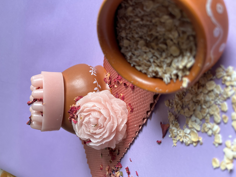 Goat milk, wild Rose & oats enriched handmade soap bar