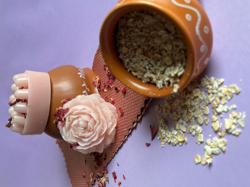 Goat milk, wild Rose & oats enriched handmade soap bar