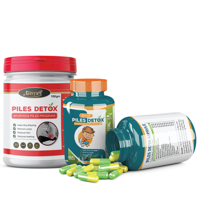 Divya Shree Piles Detox Capsule & Powder Relieve Constipation Anti-Inflammatory, Bleeding Piles ...