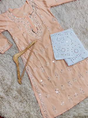 Original Lucknowi chikankari Ari Booti work kurtis with Mirror work and ...