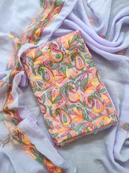 20+ colours Original Resham Thread Beautifully Worked 3 piece suit material