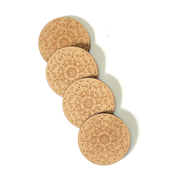DIY Kit - Round Rangoli Coasters - set of 4
