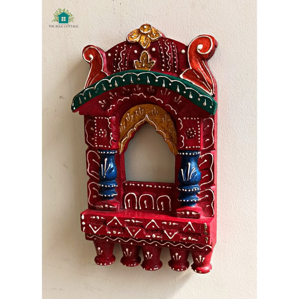 Indian Wooden Hand Painted Rajasthani Style Jharokha Frame