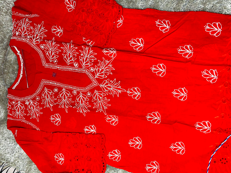 Chikankari Akova Hand Embroidered Kurti