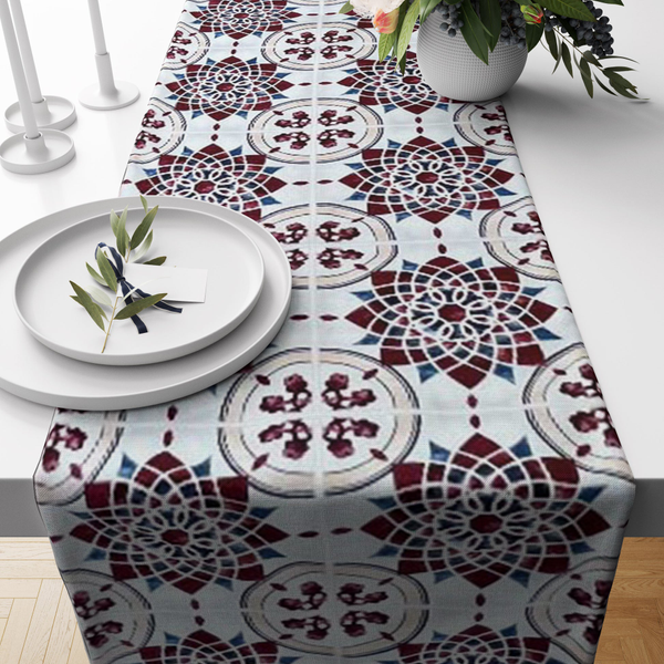Red Tile Table Runner (13in x 72in)