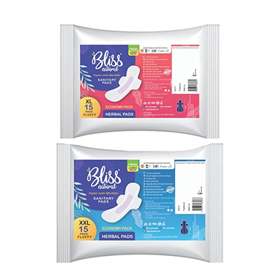 Bliss Natural Sanitary Napkin Pad For Women - 100% Bio Degradable ...