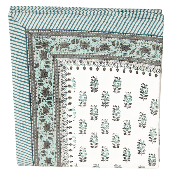 Indigenous Handicrafts Hand Block Printed Light Green Motifs Double ...