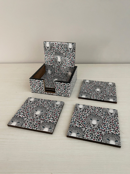 Graphic Leopard Art Print Souvenir Coasters – Set of 6