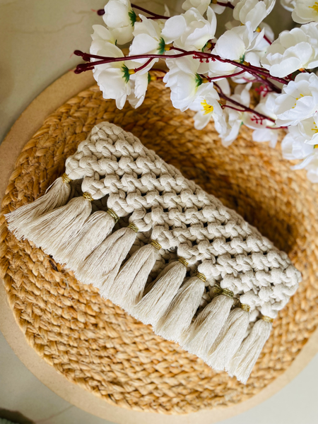 Macrame Clutch / handbag, 8x5 inches