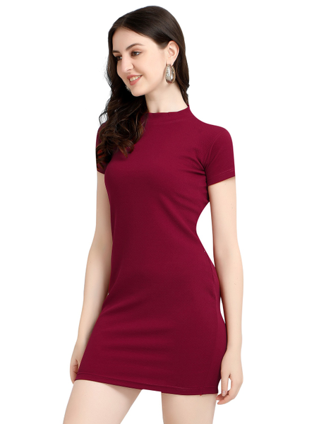 Red Solid Bodycon Dress