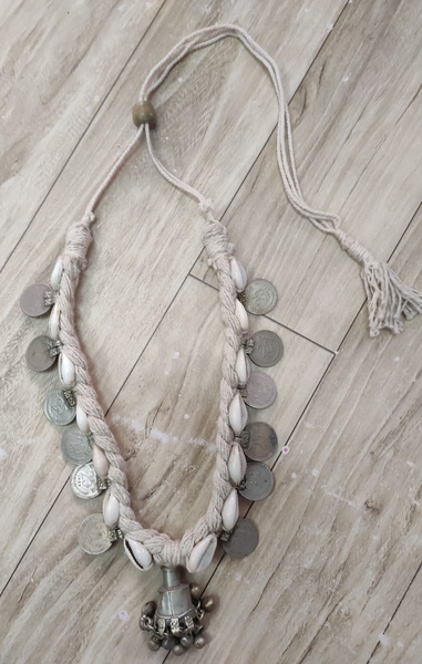 Indian Tribal Sea Shells With Indian Coins Nacklace Handmade Jewellery