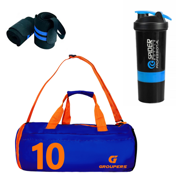 GROUPERS Gym Duffle bag for men & women ll SPD Sipper Bottle ll Wrist ...