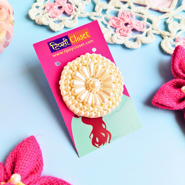 Tipsy Closet White Pearl Cocktail Ring Handmade Beads Rings