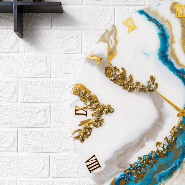 Luxurious Resin Wall Clock - 16 Inch, High Glossy, Handmade