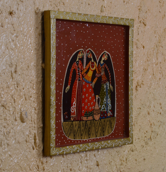 painted wooden wall mural