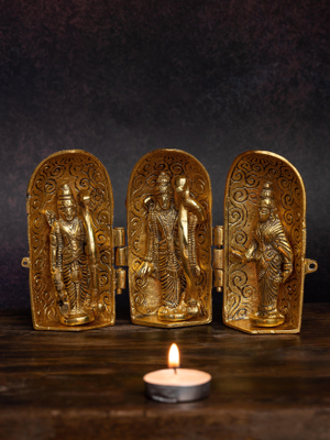 Metal Round Folded Temple Ram Darbar Decorative Showpiece