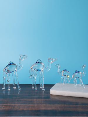 Camel Family Set of 4 pieces Glass Home Decor