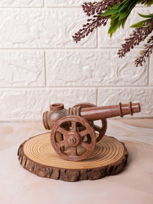 Decorative Canon showpiece made from Brown Paleva stone