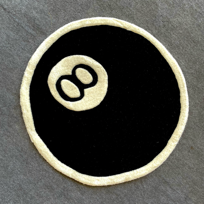 8 Ball Pool Black and White Hand-Tufted Rug