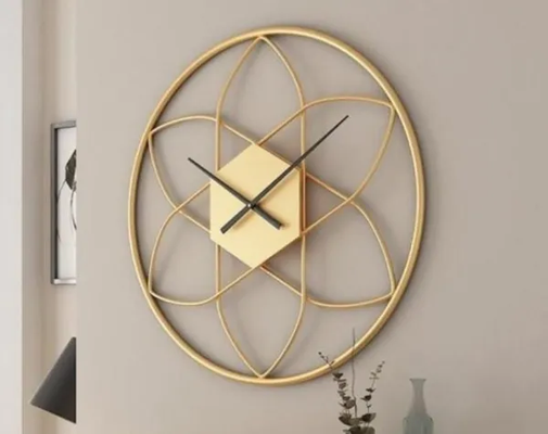 METALLIC GEOMETRICAL GOLDEN WALL CLOCK