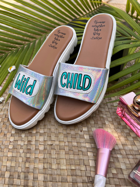 wild child silver multi slides