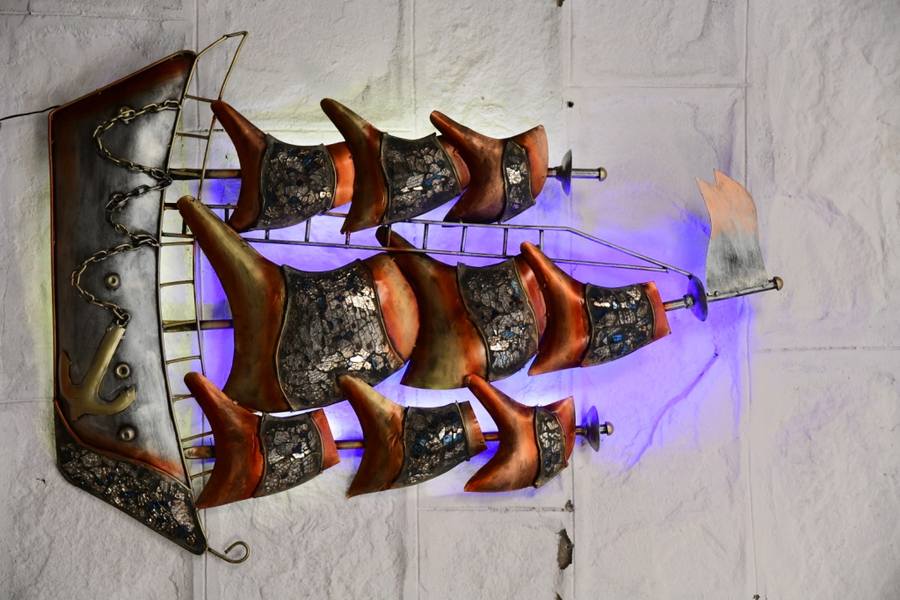 IRON SHIP WITH LED WALL DECOR