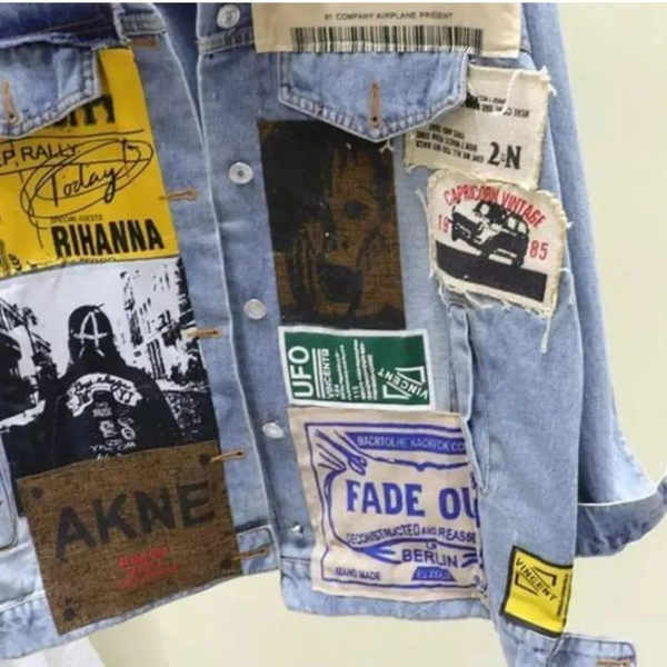 Shawberry Denim Jacket With Patchwork Unisex