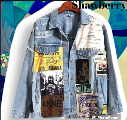 Shawberry Denim Jacket With Patchwork Unisex