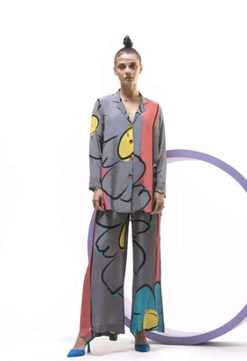 Shawberry Square Cut Women Grey Notch Collar With Slit Trousers