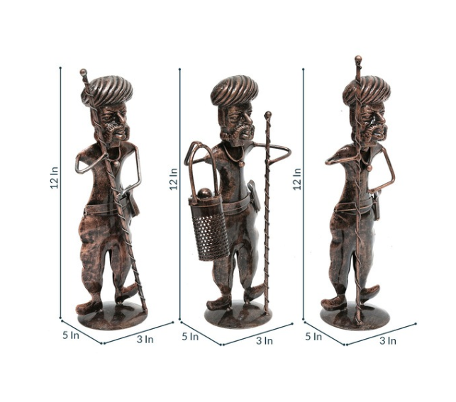 Copper Metal Musical Showpiece - Set of 3 by Craft Tree